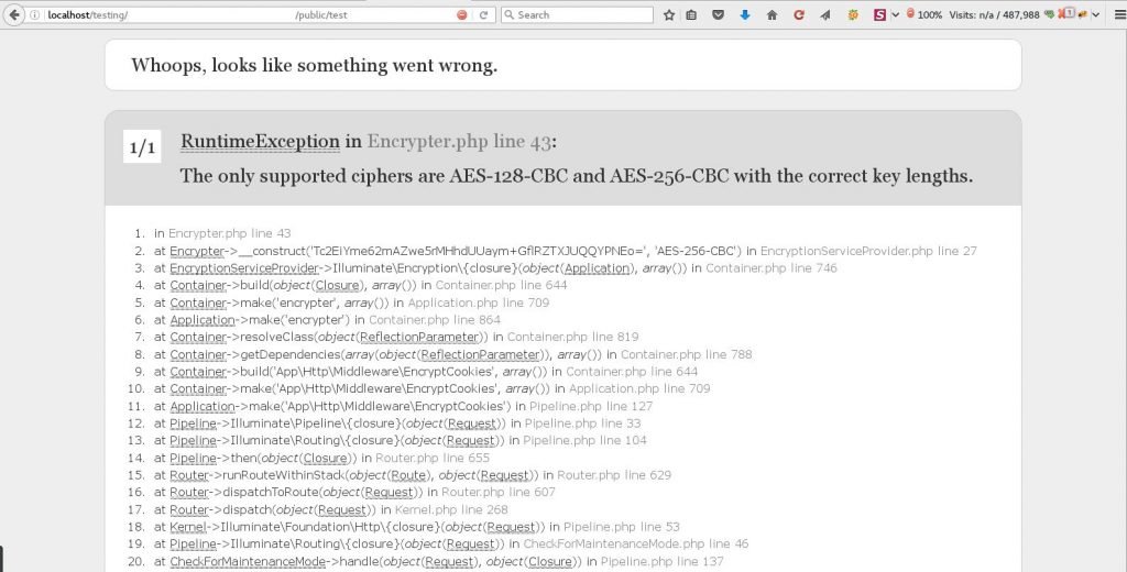 Laravel Error Message : The only supported ciphers are AES-128-CBC and ... Laravel Error Message : The only supported ciphers are AES-128-CBC and ...